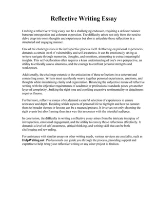 Reflective Writing Essay | PDF | Free Download