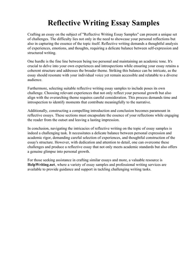 Reflective Writing Essay Samples. Reflective essay writing samples | PDF