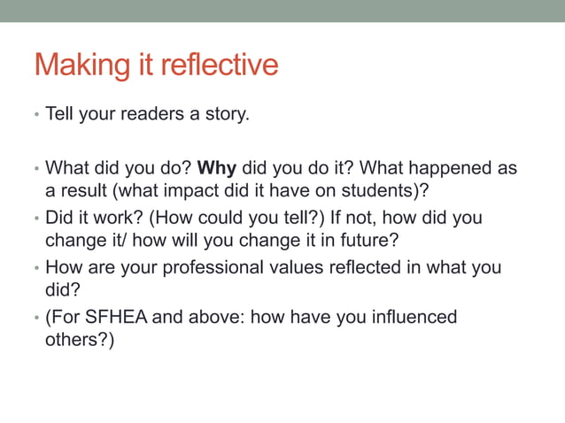 Reflective writing for HEA fellowship for librarians | PPTX ...