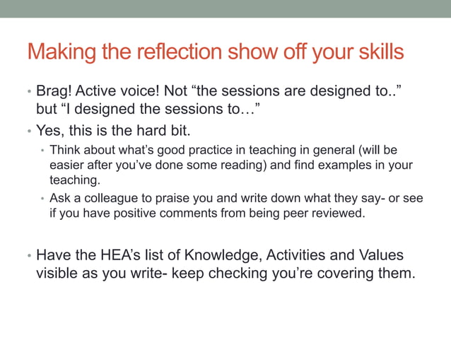 Reflective writing for HEA fellowship for librarians | PPTX ...