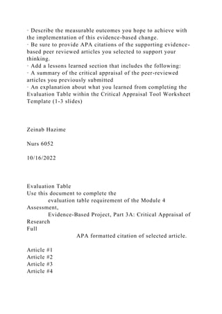 · Reflect on the four peer-reviewed articles you critically apprai.docx