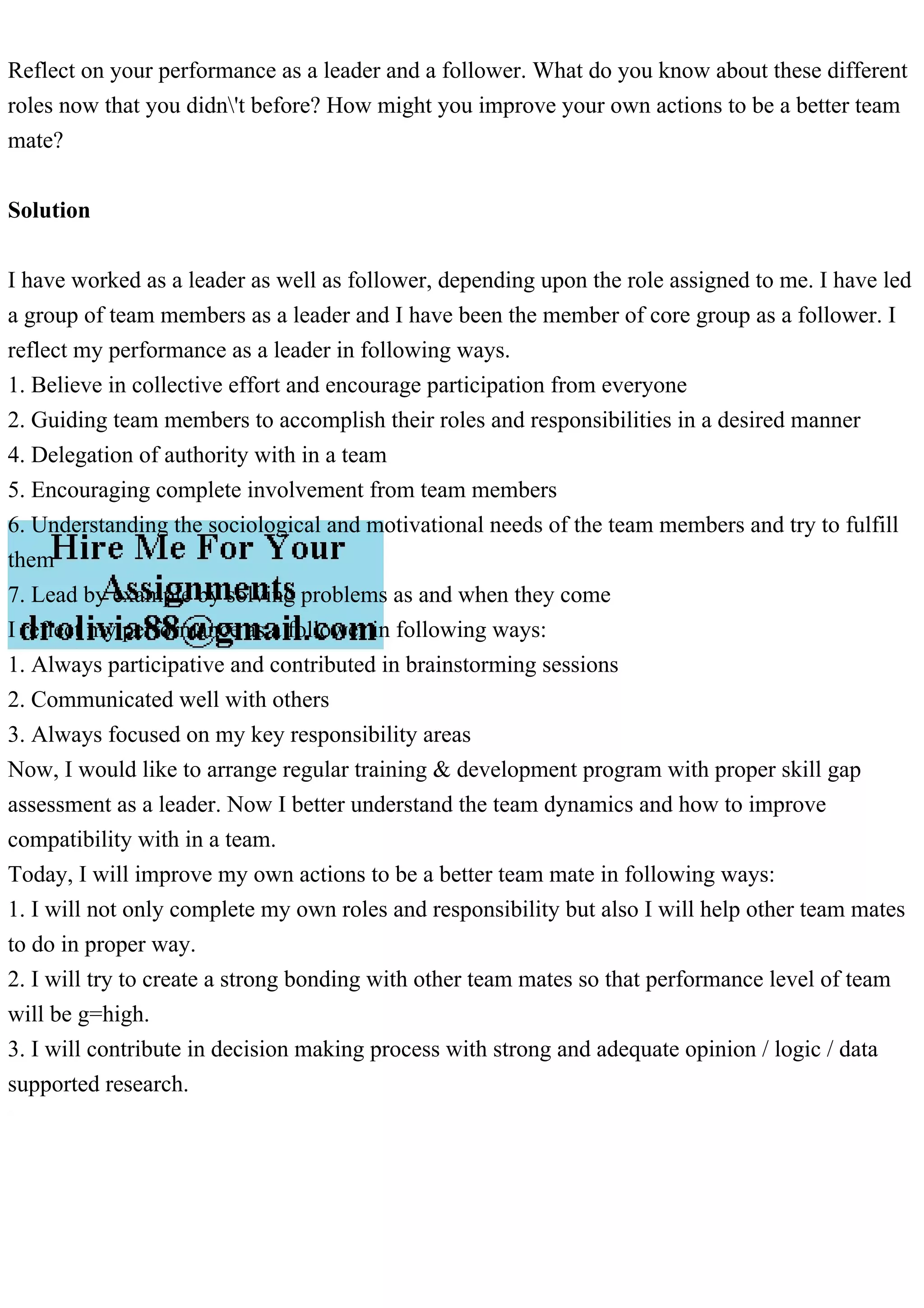 Reflect on your performance as a leader and a follower. What do you .pdf