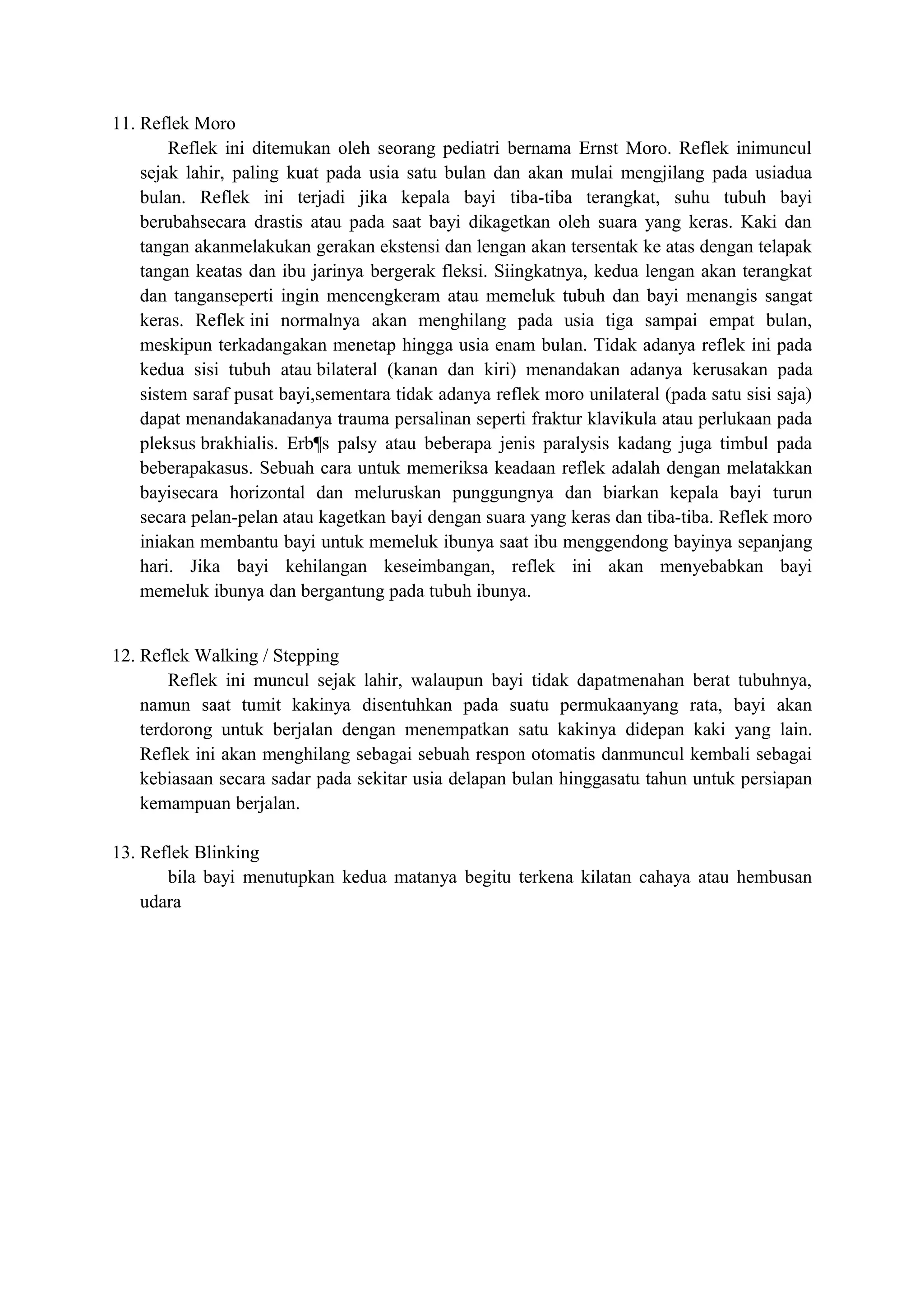 Reflek primitif pada bayi baru lahir | DOC