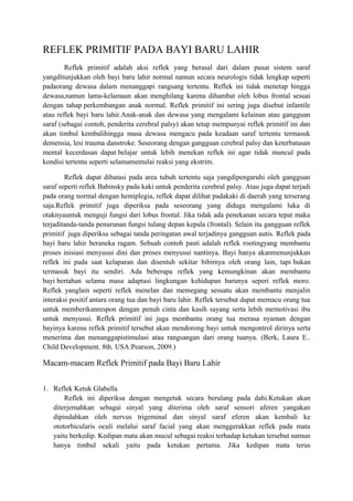 Reflek primitif pada bayi baru lahir | DOC