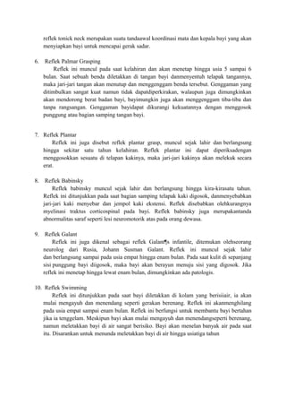 Reflek primitif pada bayi baru lahir | DOC