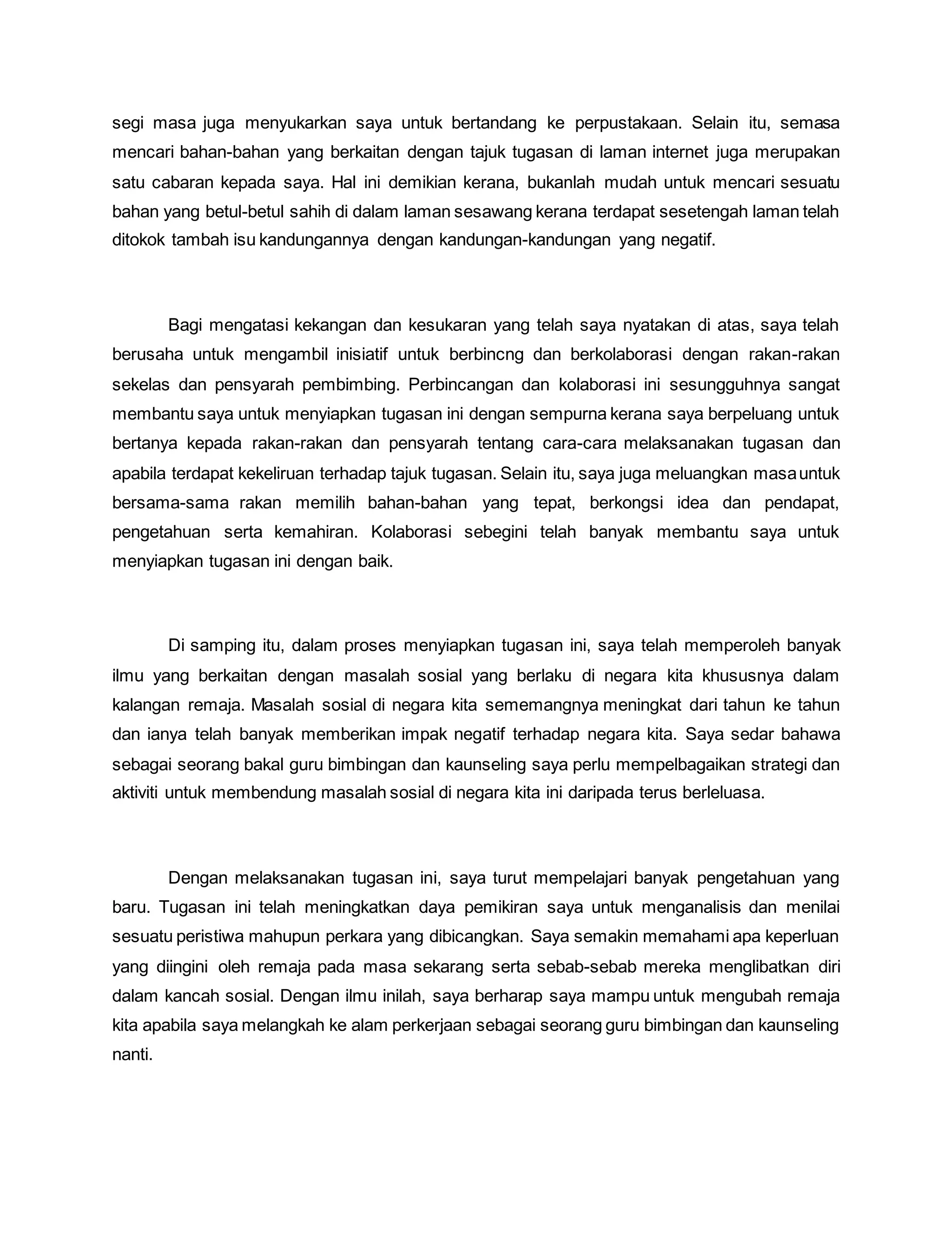 Contoh Refleksi Assignment IPG | DOCX