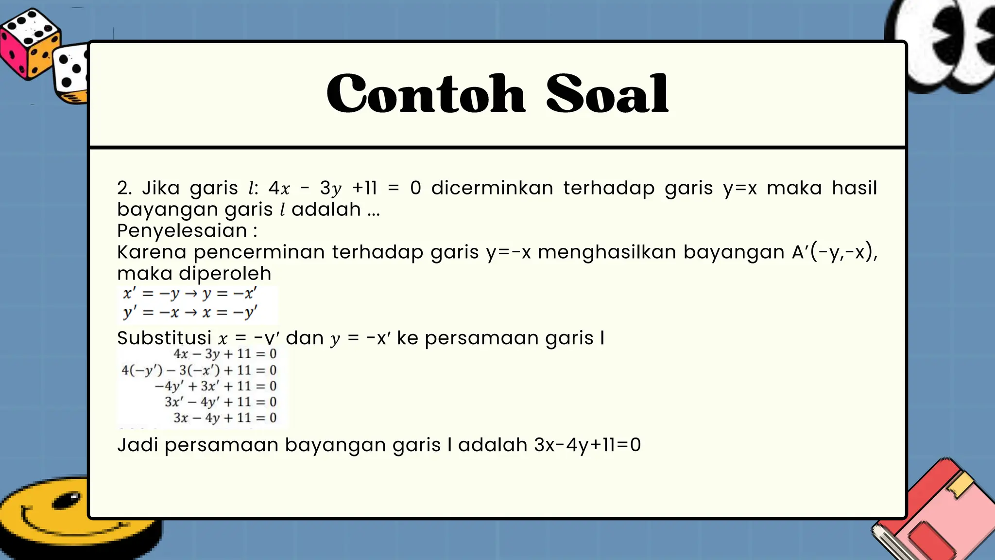 PPT Refleksi Pencerminan Matematika Kelas 11 SMK | PPTX