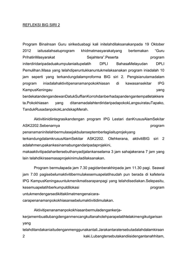 Refleksi big siri 2 | DOCX