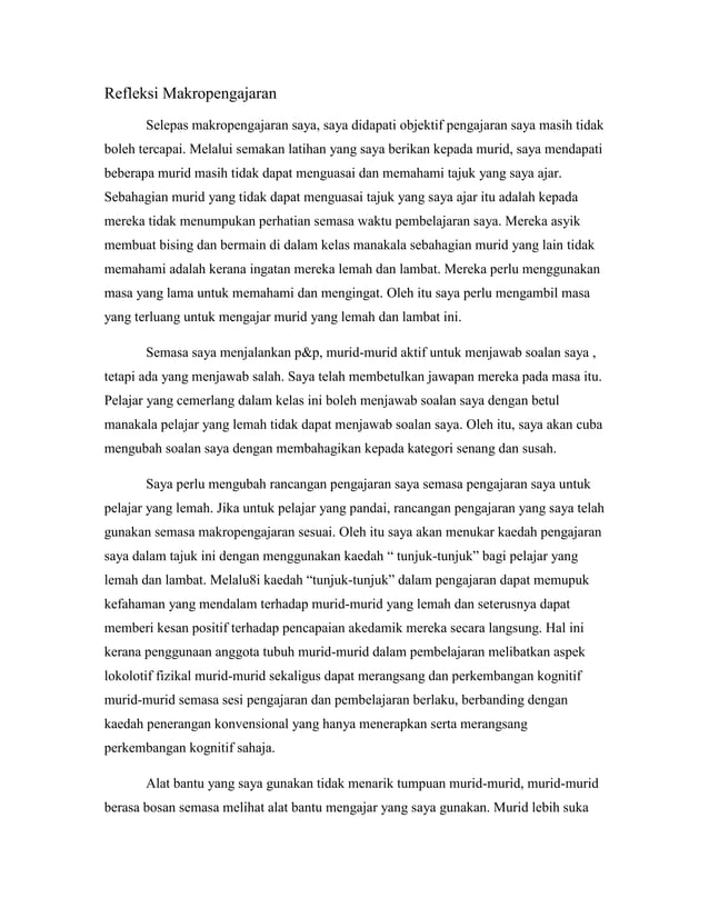 Refleksi makropengajaran | DOCX