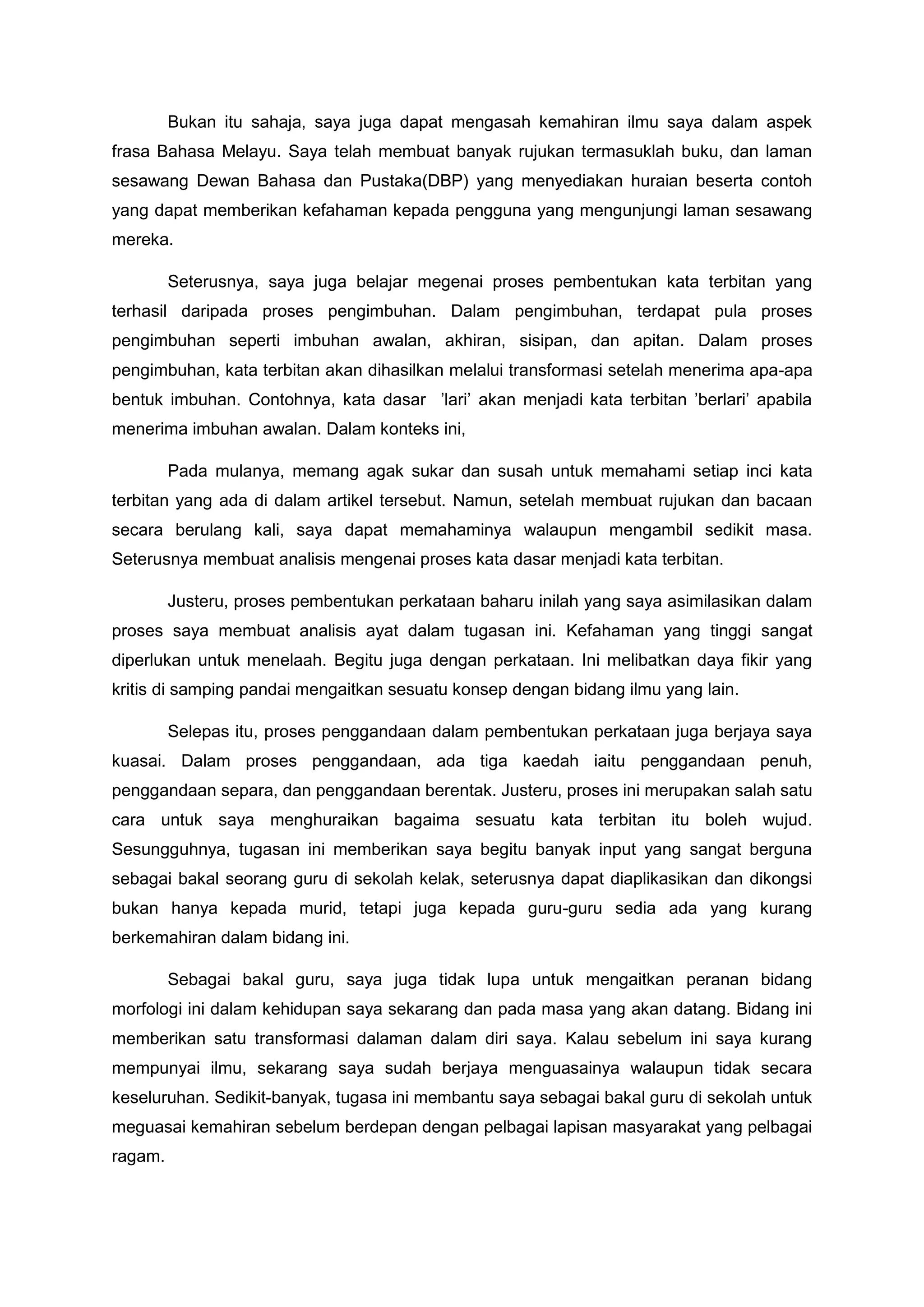 Morfologi- Refleksi(Sem 5) | DOCX