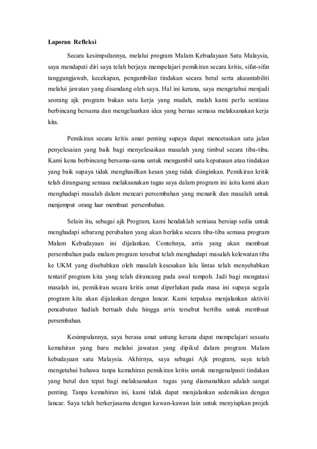 Refleksi pemikiran kritikal | DOCX