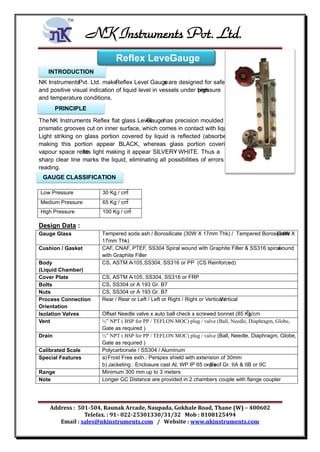 Reflex Level Gauge with Isolation Valves | PDF