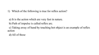 Reflex action, Nervous system and human brain .pptx