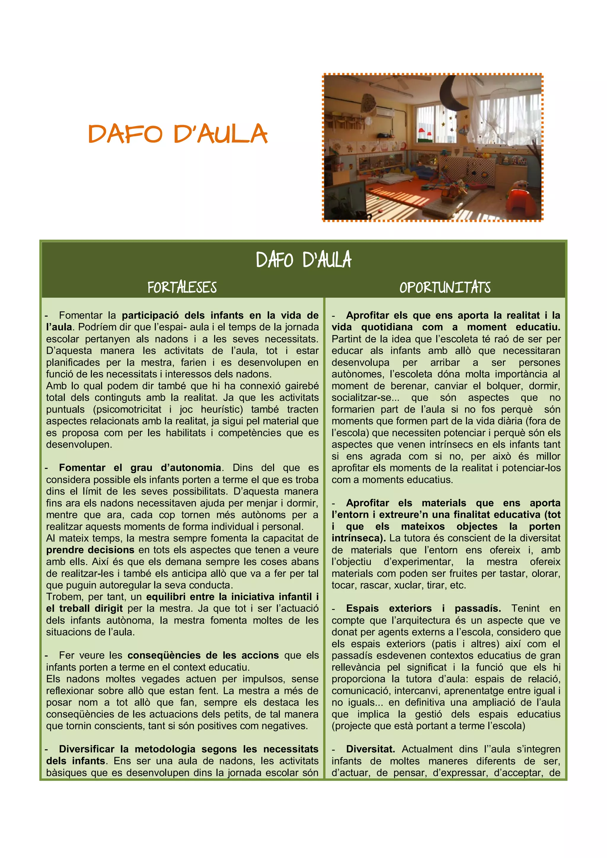 DAFO de centre i d'aula | PDF