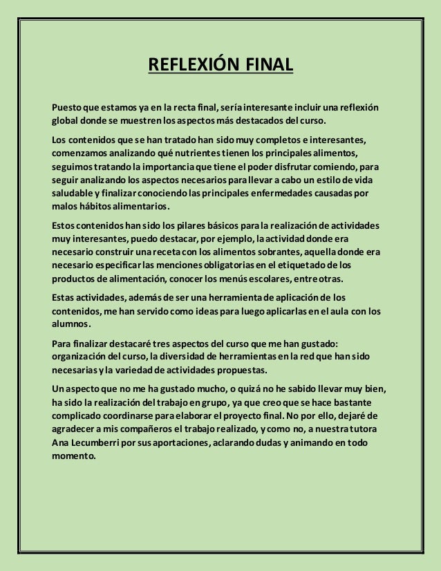Reflexión final