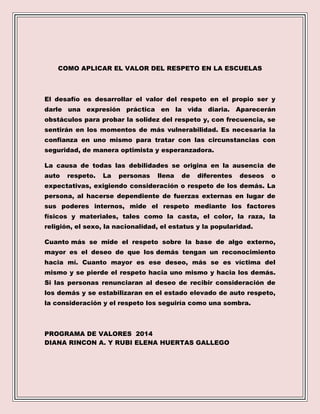 Reflexion respeto 2014 | PDF