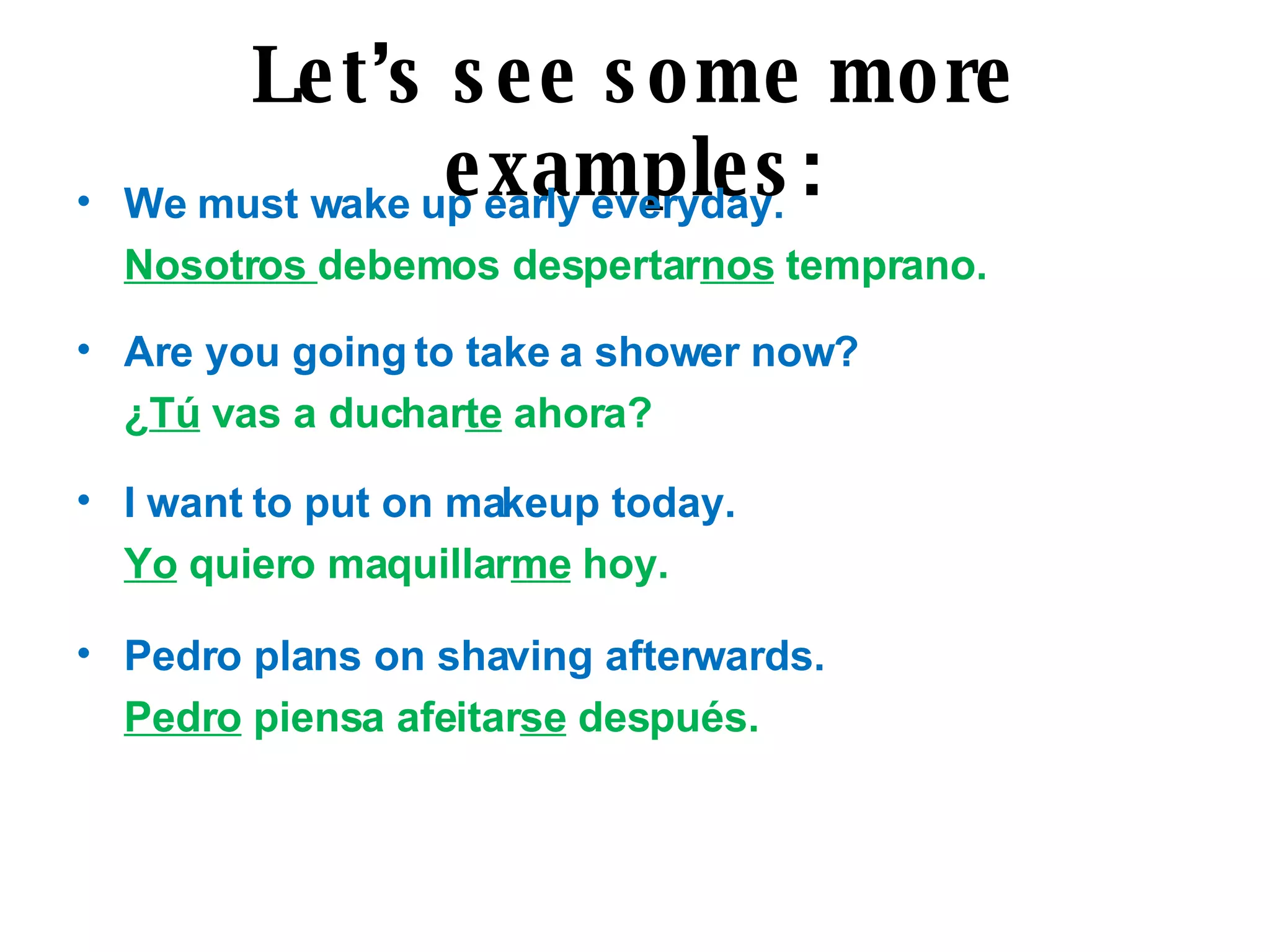 Reflexive Verbs in Spanish | PPT