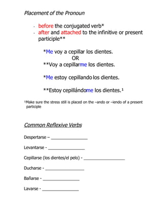 Reflexive Verbs Lesson | DOC
