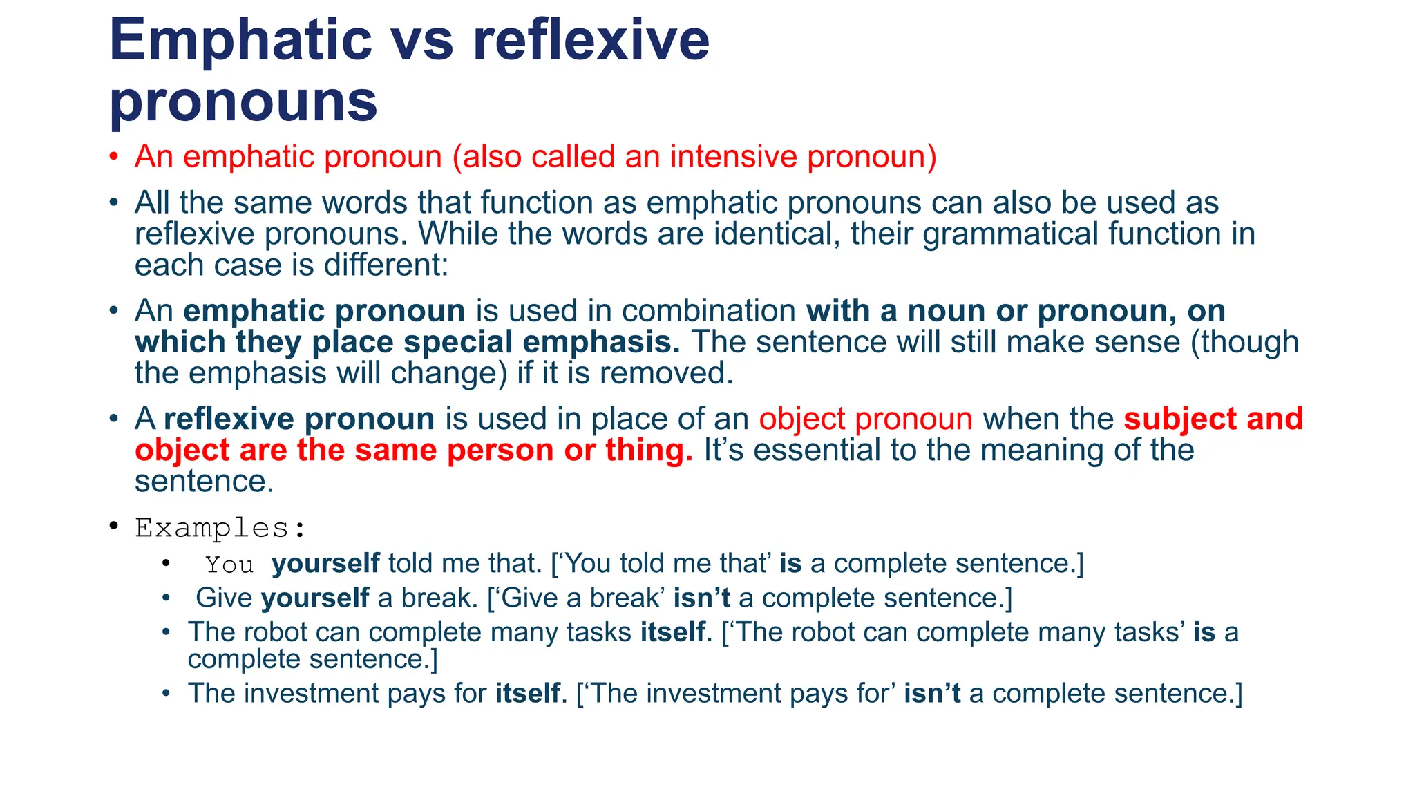 Reflexive pronoun explanation with example | PPTX