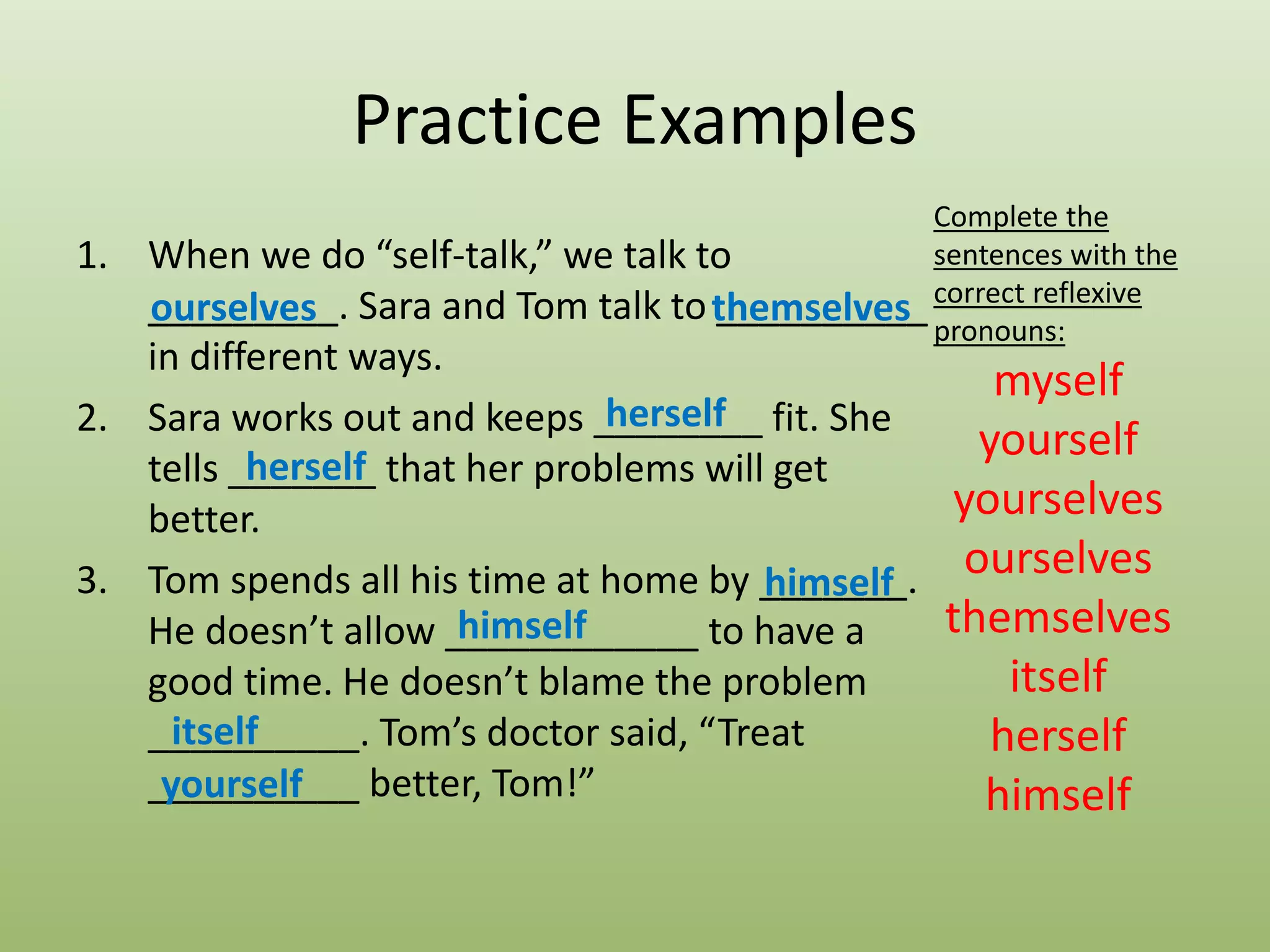 Reflexive and Reciprocal pronouns | PPTX | Family and Relationships