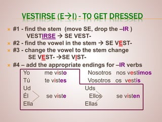 Reflexive stem changing verbs | PPTX | Women\'s Clothing | Women\'s Fashion