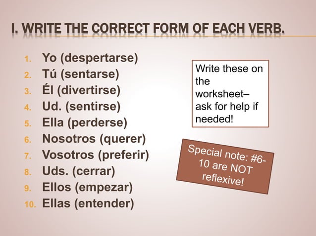 Reflexive stem changing verbs | PPTX