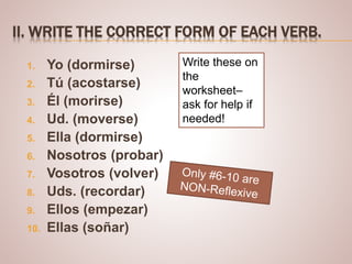 Reflexive stem changing verbs | PPT