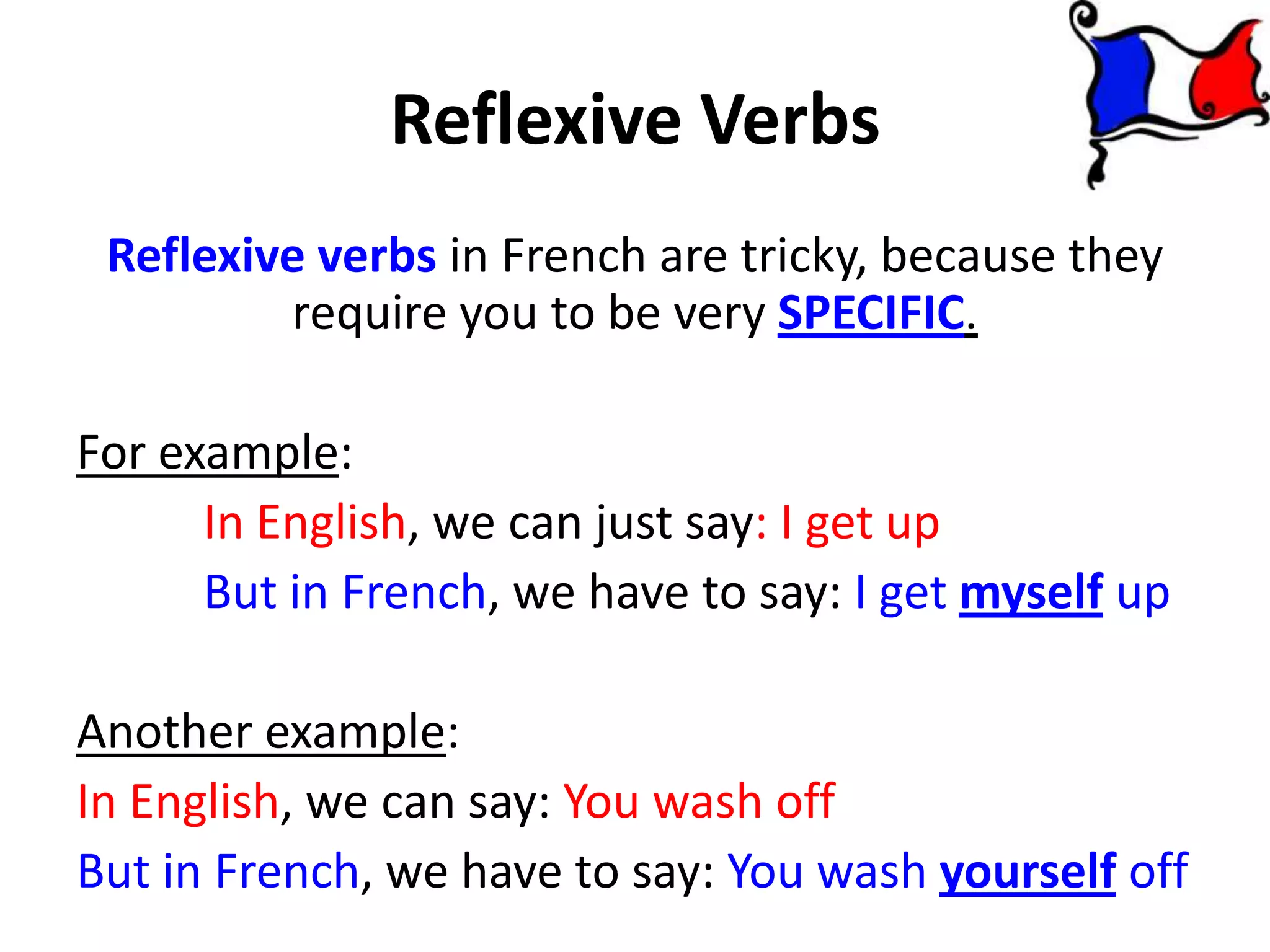 Les Verbes Pronominaux / Reflexive Verbs | PPTX