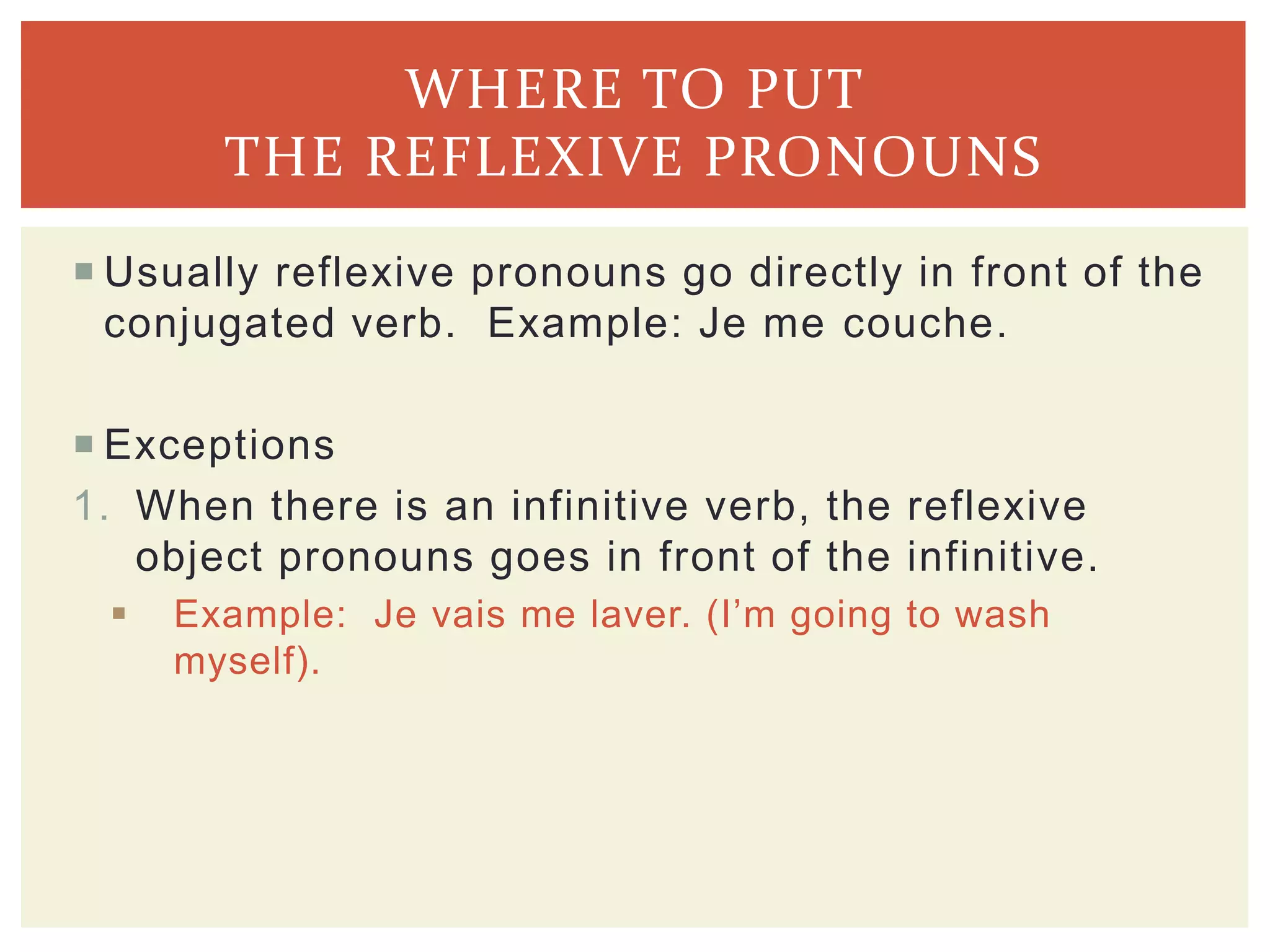 Reflexive verbs - in French | PPTX