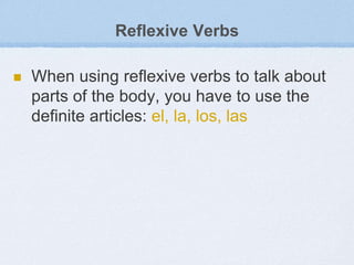 Reflexive verbs notes (intro conjugation) copy copy 2 | PPSX | Bath and ...