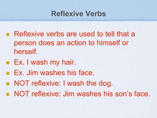 Reflexive verbs notes (intro conjugation) copy copy 2 | PPSX | Bath and ...