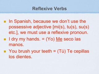 Reflexive verbs notes (intro conjugation) copy copy 2 | PPSX | Bath and ...