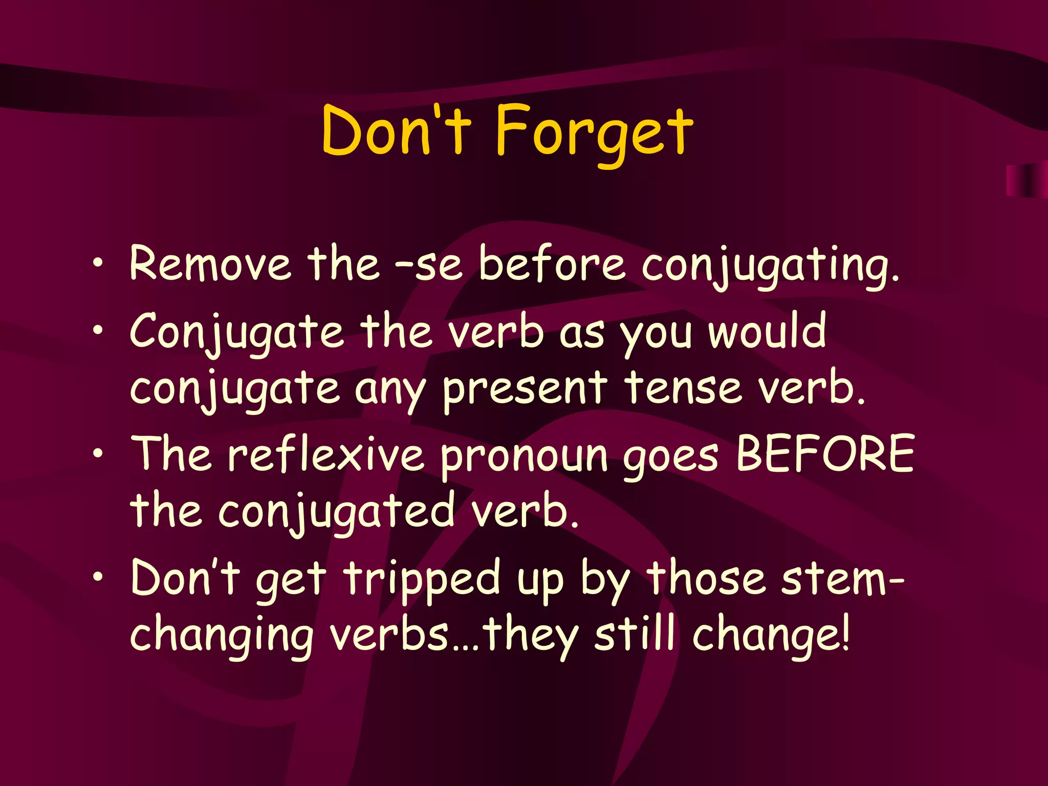 Reflexive Verbs & Pronouns | PPT