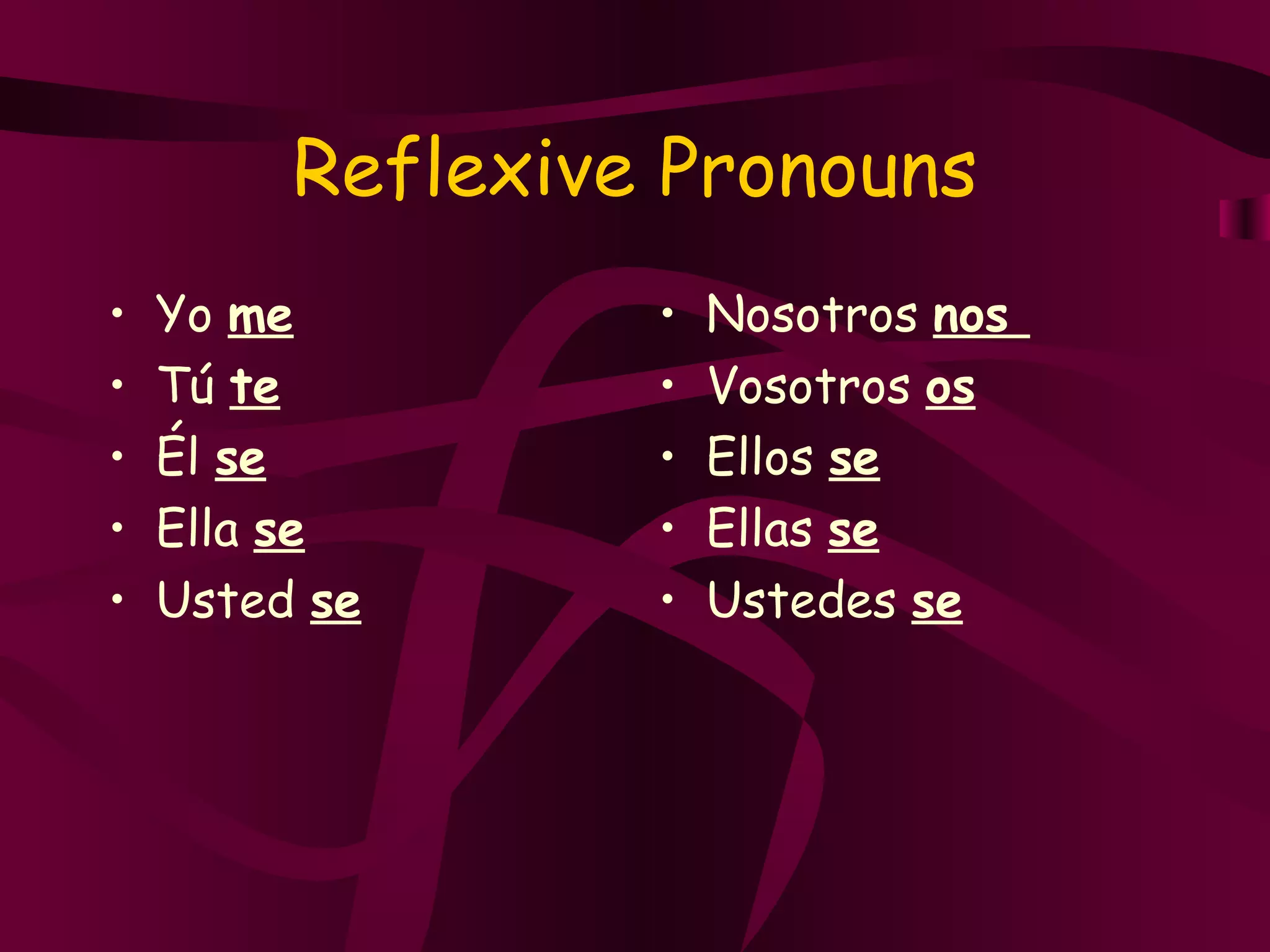 Reflexive Verbs & Pronouns | PPT