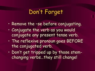 Reflexive Verbs & Pronouns | PPT