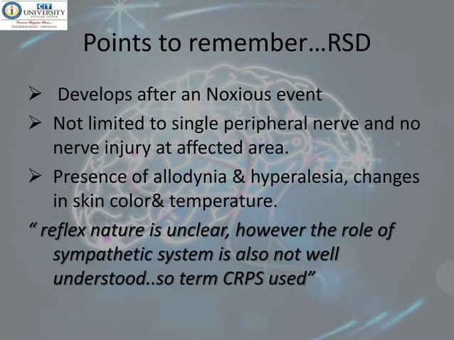 Reflex sympathetic dystrophy and causalgia | PPTX
