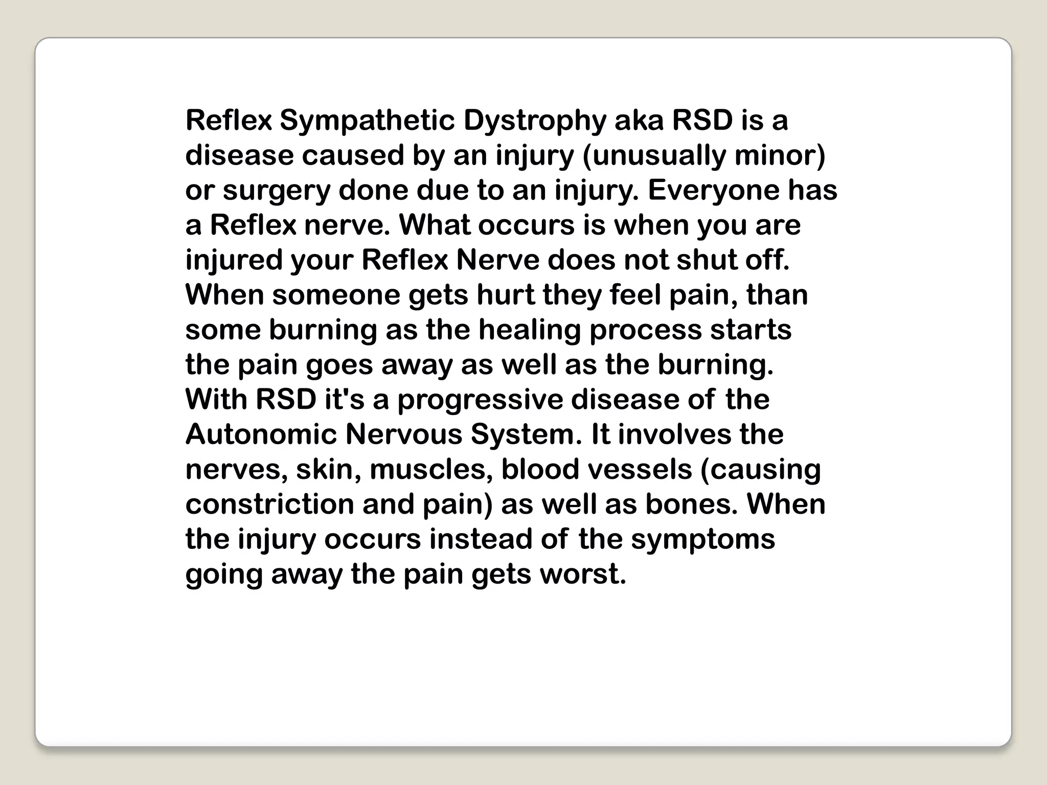 Reflex sympathetic dystrophy, what is it | PPTX