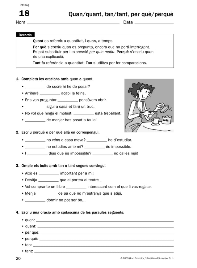 REFORÇ CATALÀ per a alumnes de primària, cada fitxa treballa alguna ...