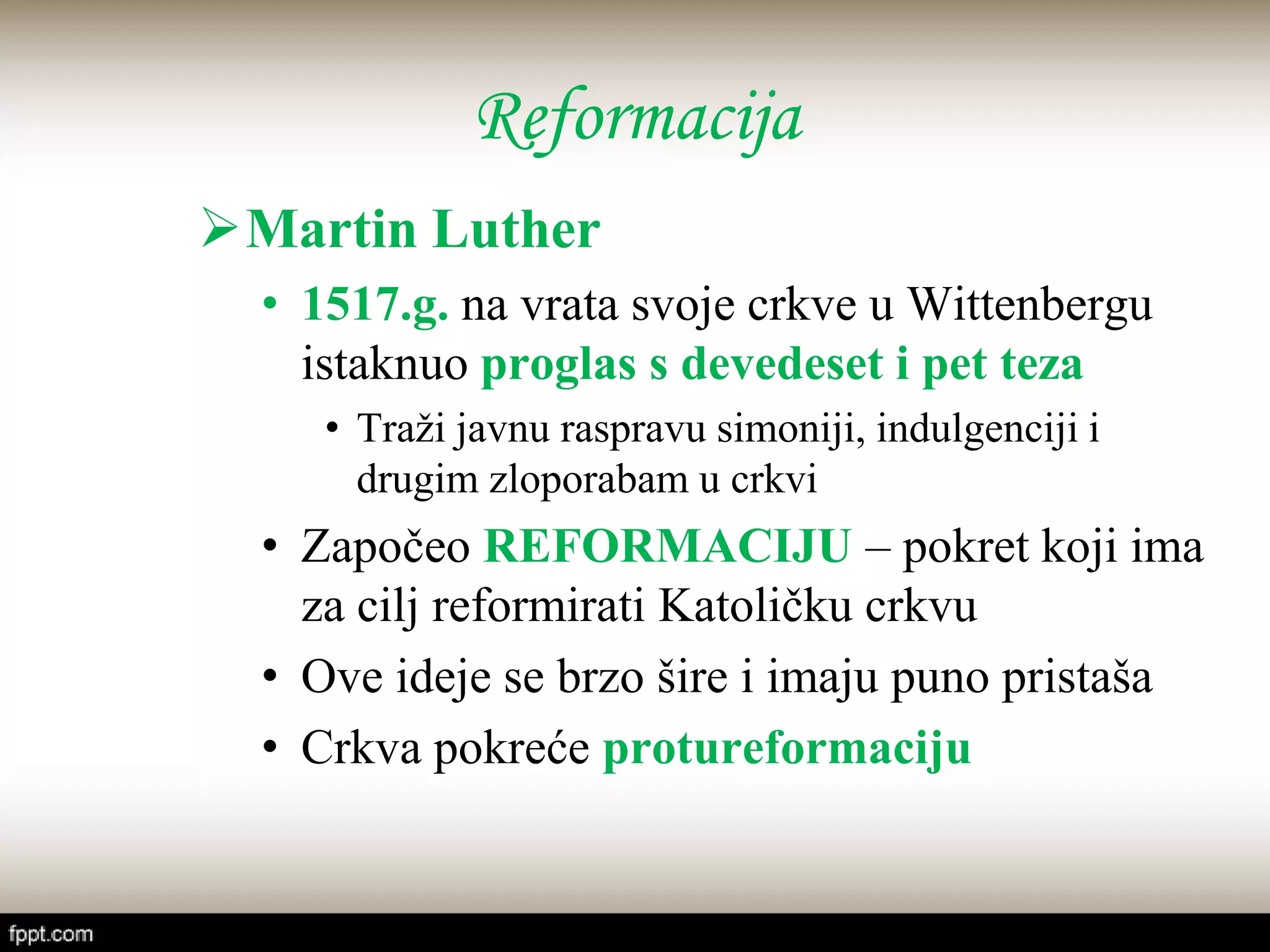 Reformacija – uzorci i širenje | PPTX