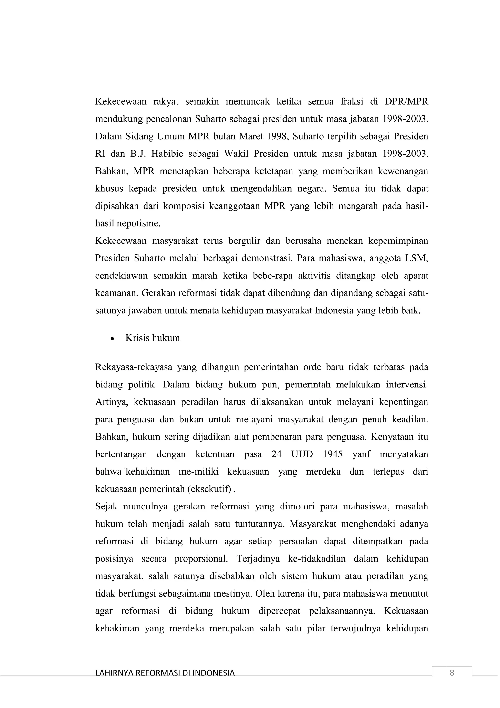 Reformasi di indonesia | PDF