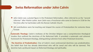 Reformation in Switzerland : Role of Zwingli and Calvin | PPTX