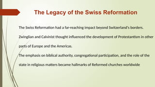 Reformation in Switzerland : Role of Zwingli and Calvin | PPT
