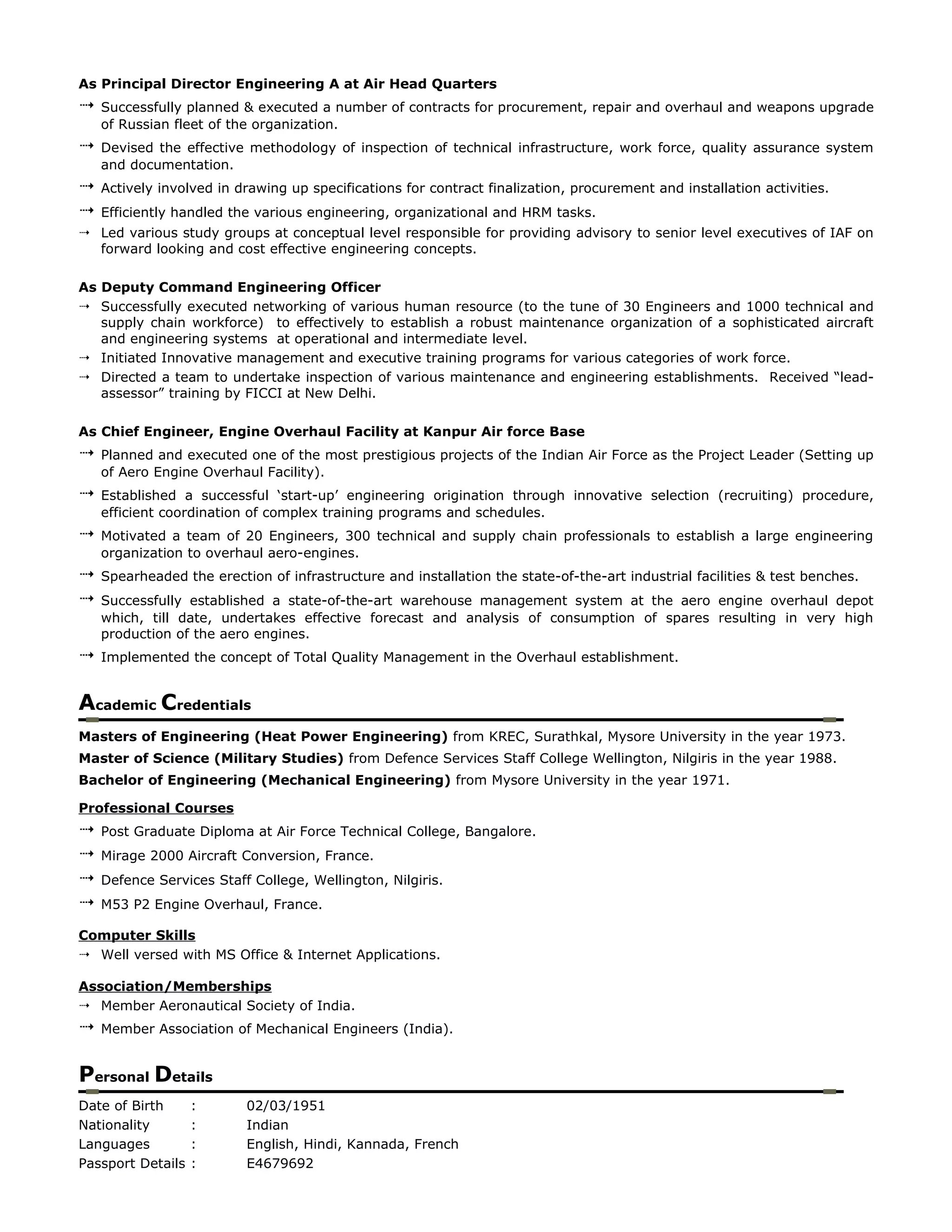 Re Formatted Resume Of Avm Bk Murali | DOC