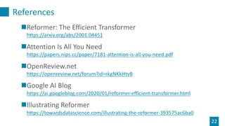 Paper description of "Reformer" | PPT