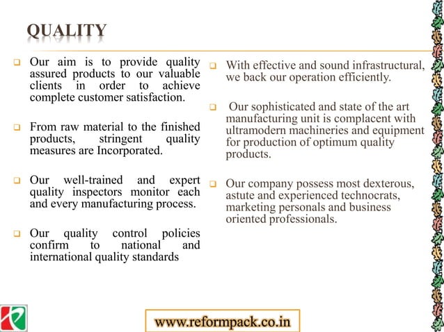 Reform packaging ppt presentation | PPTX