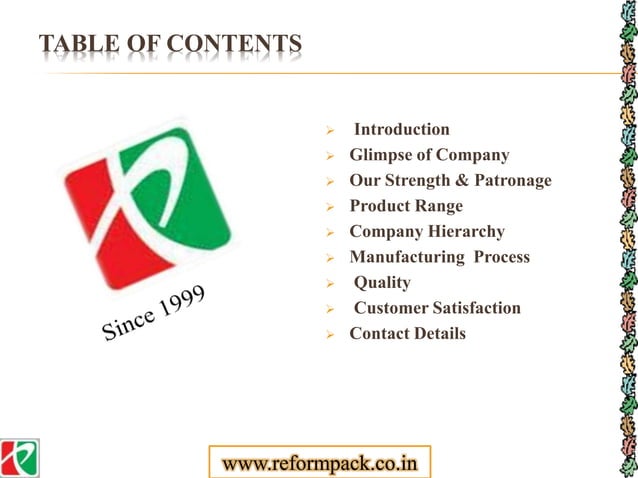 Reform packaging ppt presentation | PPTX