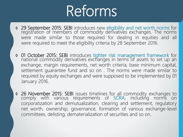 Reforms and development in derivatives | PPT