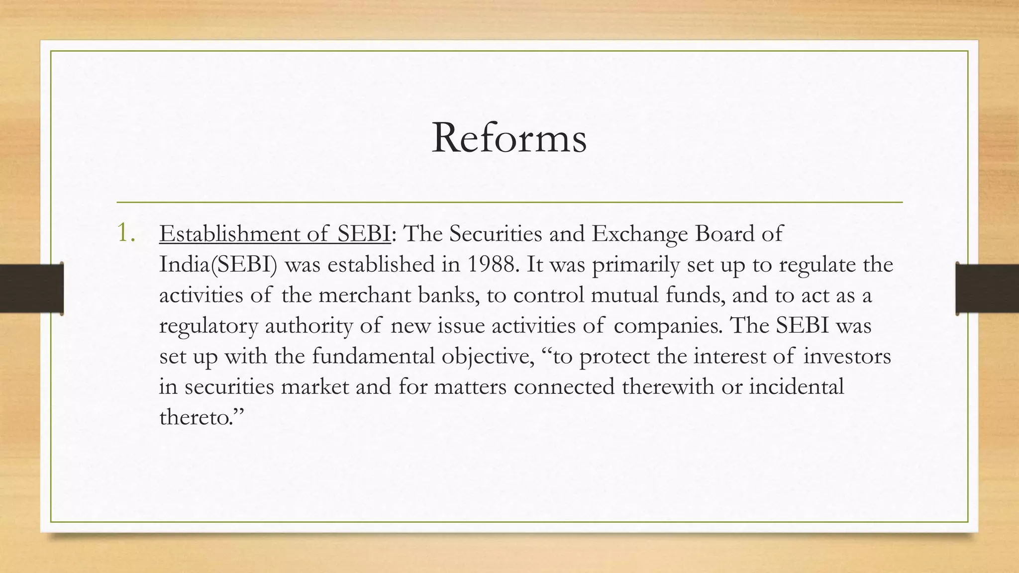 Reforms in indian capital market | PPTX