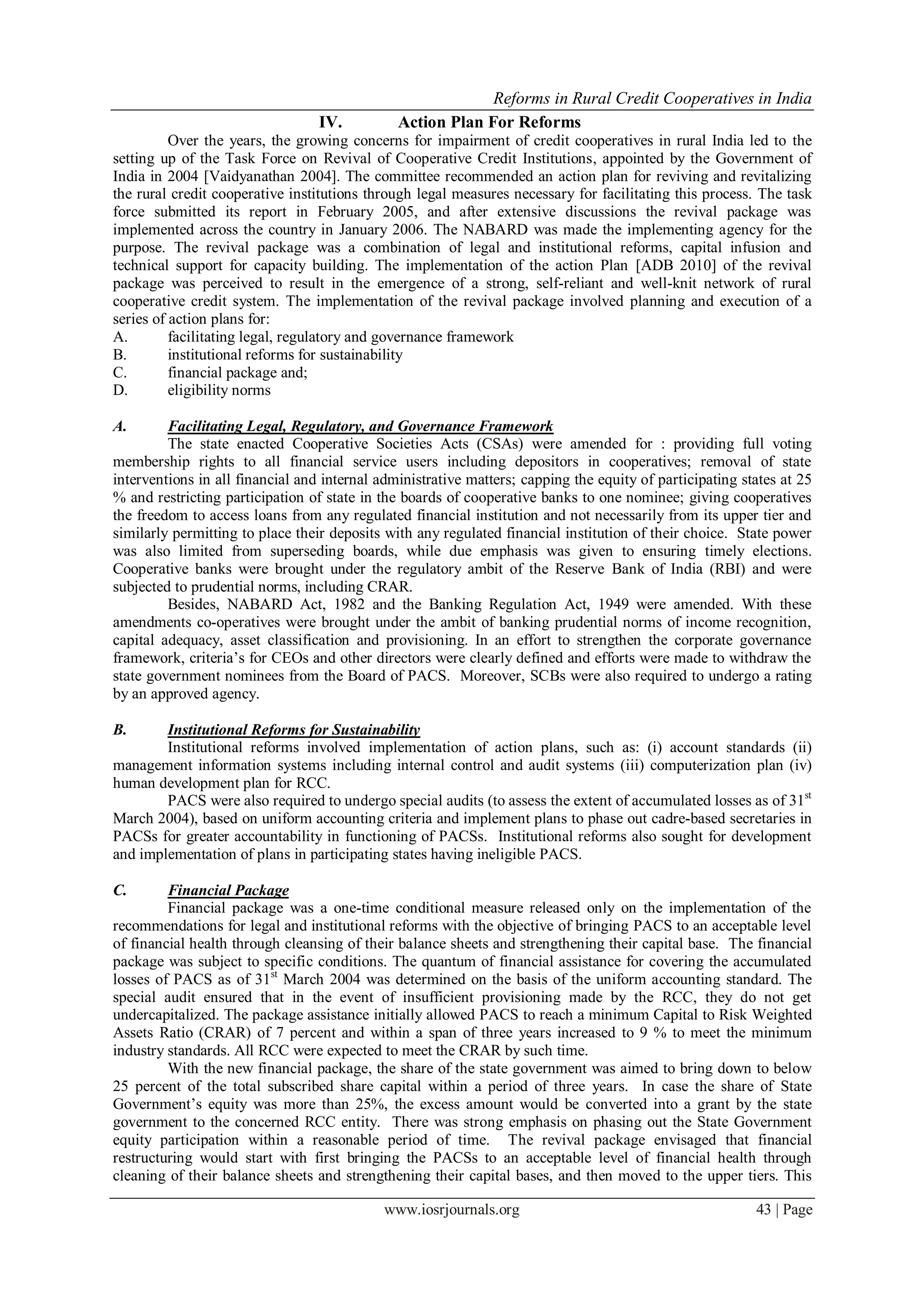 Reforms in rural credit cooperatives in india (2) | PDF