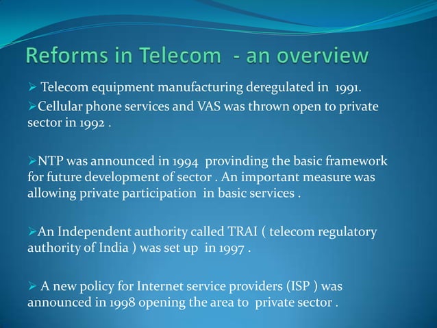 Reforms in telecom sector | PPT